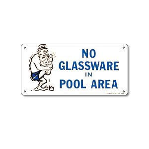 No Glassware in Pool Area Sign | Poolmaster
