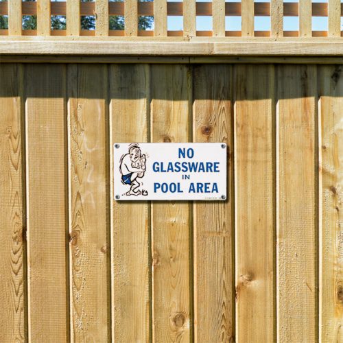 No Glassware in Pool Area Sign | Poolmaster