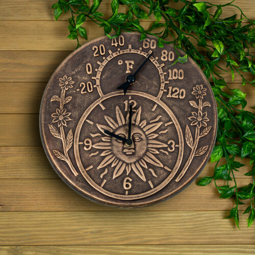 12" Terra-Cotta Clock & Thermometer | Poolmaster